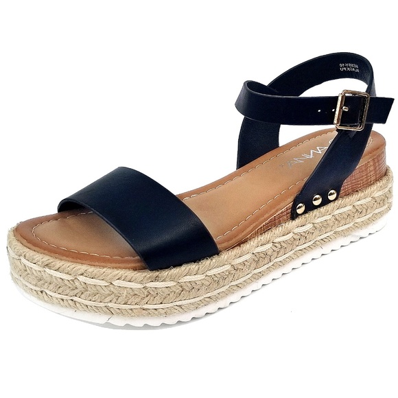 Shoes | New Black Open Toe Espadrille Flatform Sandals | Poshmark